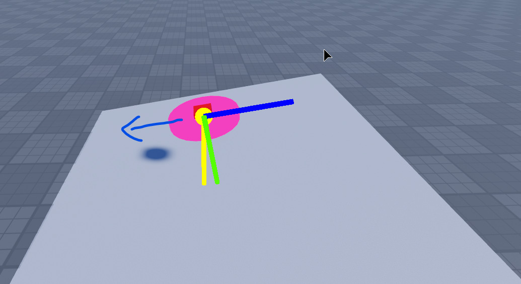 Rotate a blue part 90 degrees from green one while aligning it with a yellow one (see pictures ...