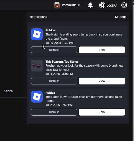 Dismissing notifications takes way too long - Website Features - Developer Forum | Roblox