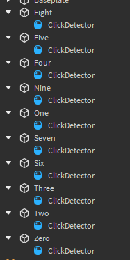 Multiple parts each with a click detector don't work - Engine Bugs - Developer Forum | Roblox