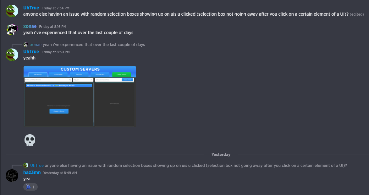 UI elements become permanently selected with the rectangular selection ...