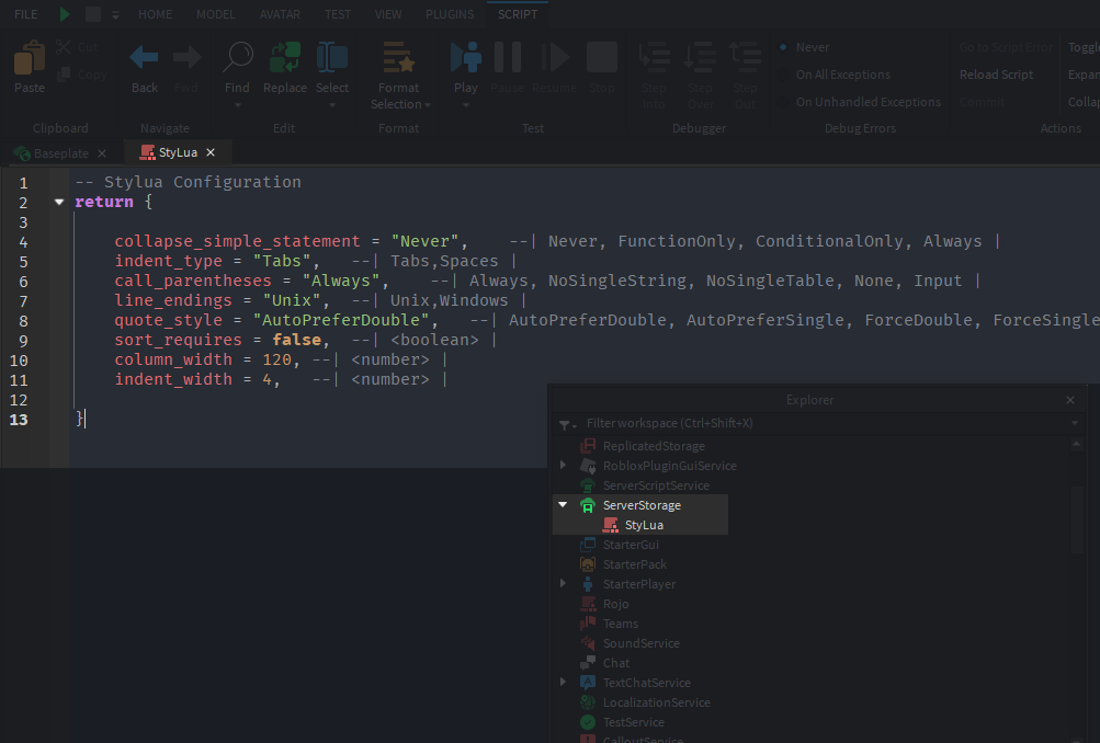 StyLua-Roblox: Roblox Plugin For StyLua Formatter - Community Resources ...