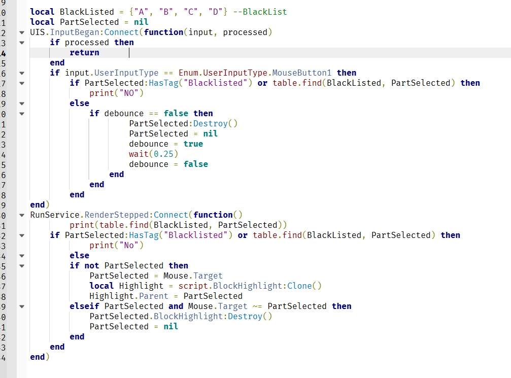Why Does My BlackListed Part Get Destroyed? - Scripting Support - Developer Forum | Roblox
