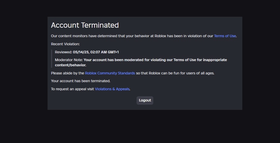Exploit Allowing False Account Terminations - Roblox Application and Website Bugs - Developer ...