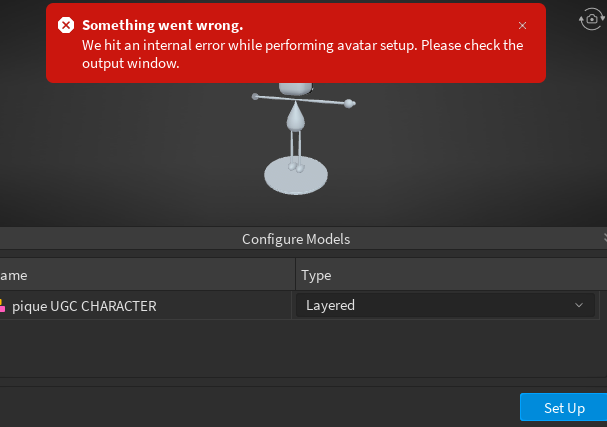 Making an ugc avatar, but when doing the avatar setup it errors - Building Support - Developer ...