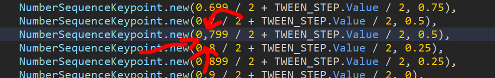 NumberSequence keypoints must be ordered by time error, even tho they are correctly ordered ...