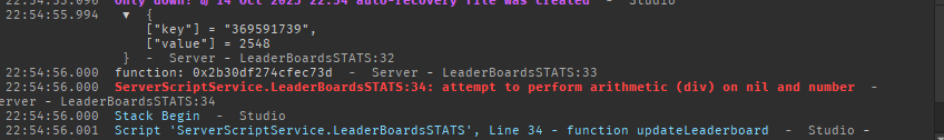 Problems With A Block Of Code In My Script Arithmetic Issues For A Leaderboard Scripting