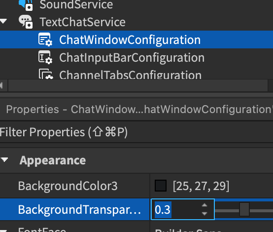 Cant change TextChatService window transparency - Scripting Support - Developer Forum | Roblox