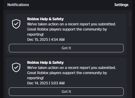 Roblox Notifications for Reports Do Not Match Newsroom Announcement ...