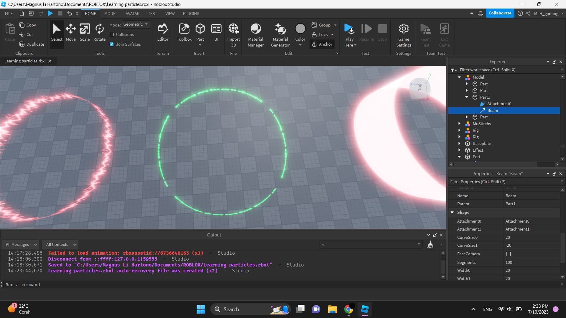 Circular Beam problem - Art Design Support - Developer Forum | Roblox