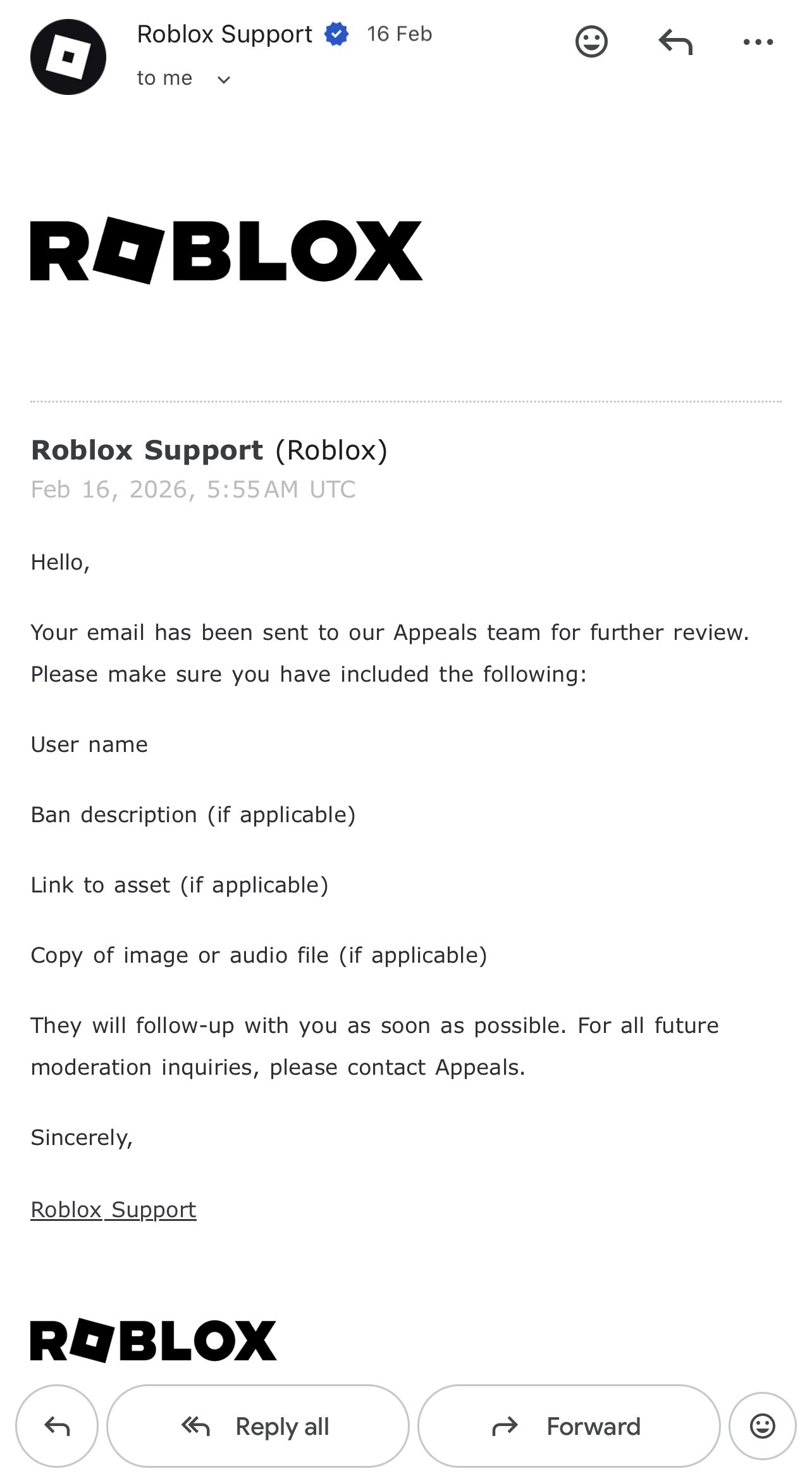 Roblox Improving Their Support (General, Enforcement Bans) - Platform ...