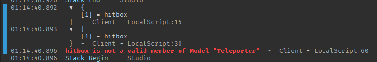 "hitbox isnt a valid member of model" when print shows there is ...