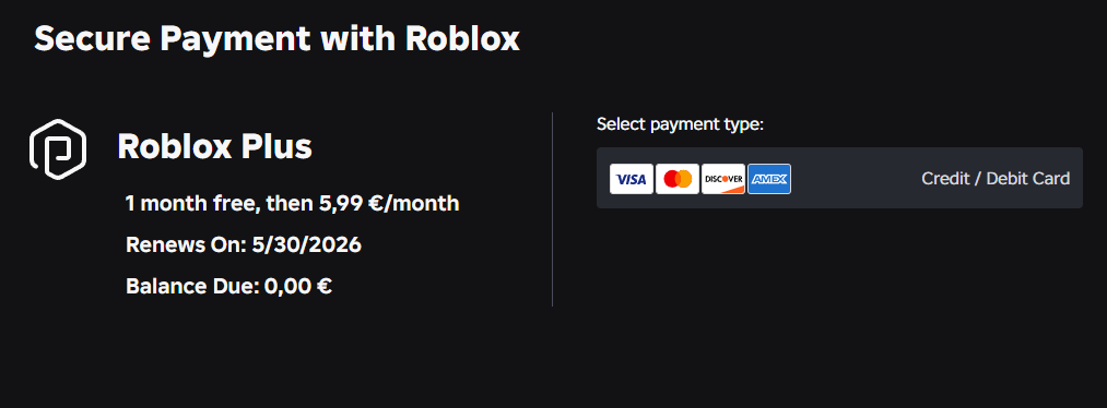 Roblox Plus cannot be purchased using other “select payment types”, it ...
