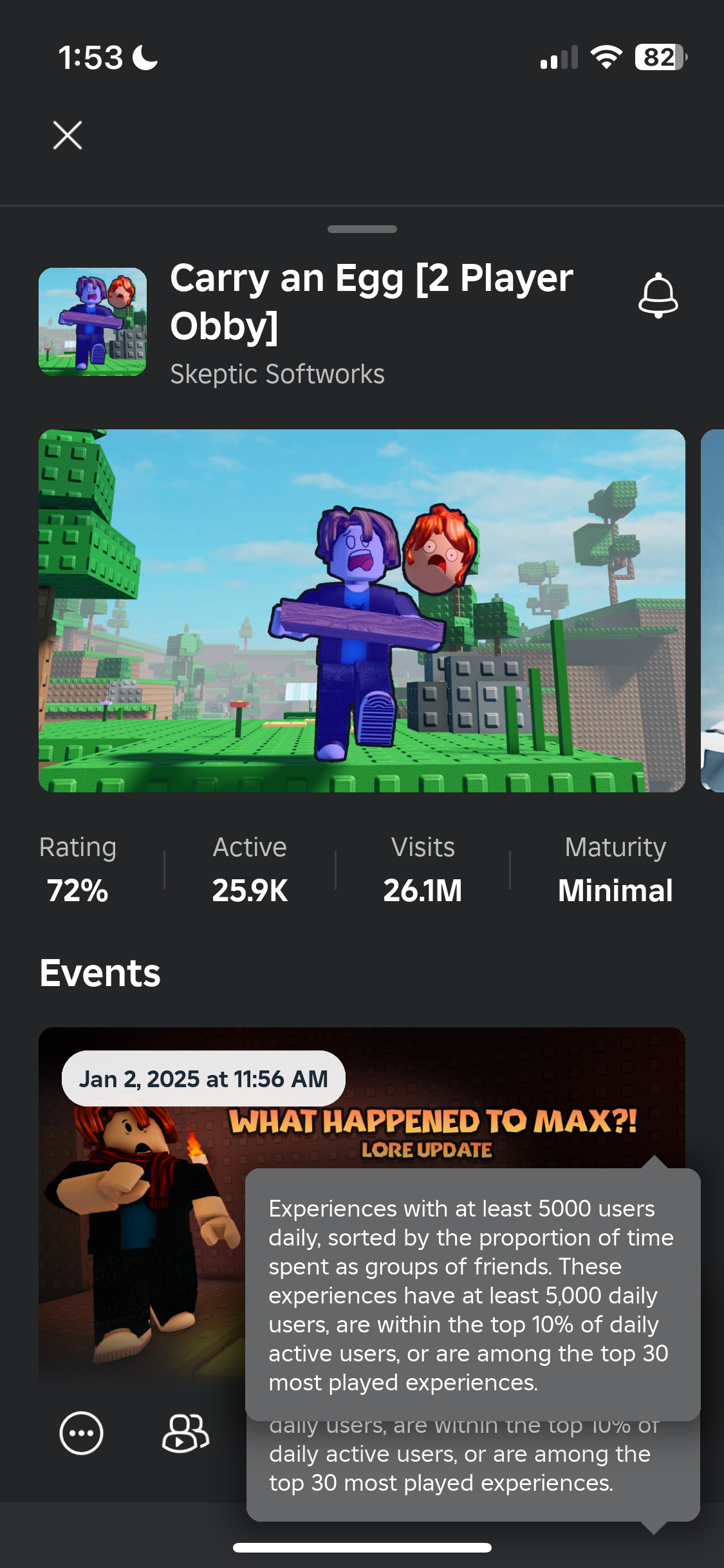 [MOBILE] Info Button Shows Over Game Page On Discover Tab - Roblox ...