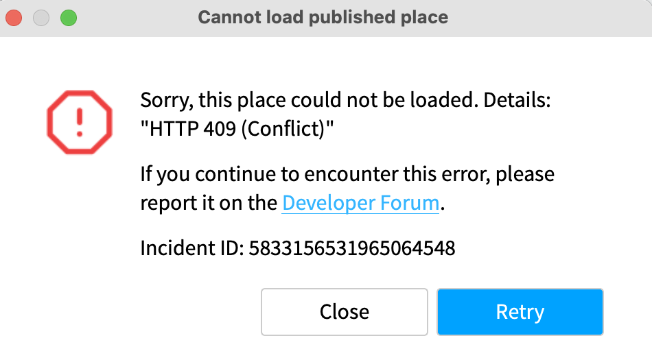Cannot Open Version History Due To A 409 Conflict Error Game Design Support Developer