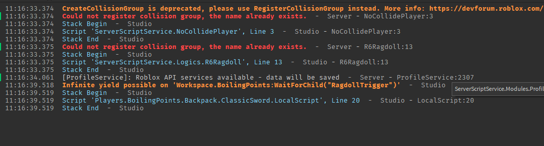 PhysicsService Errors? - Scripting Support - Developer Forum | Roblox