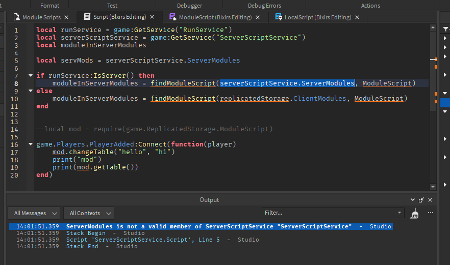 Module Script Dictionary Communication Scripting Support Developer Forum Roblox