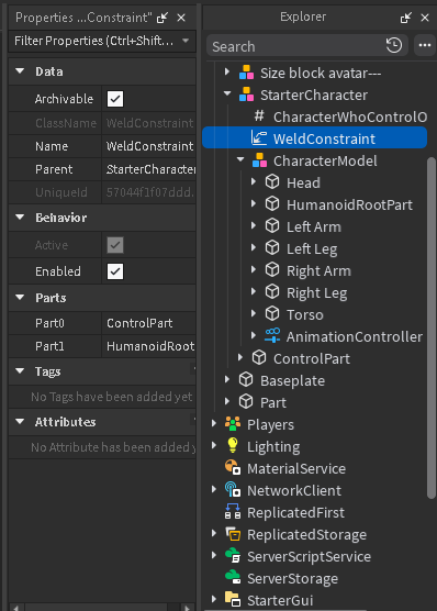Welding character model to a moving part - Building Support - Developer ...