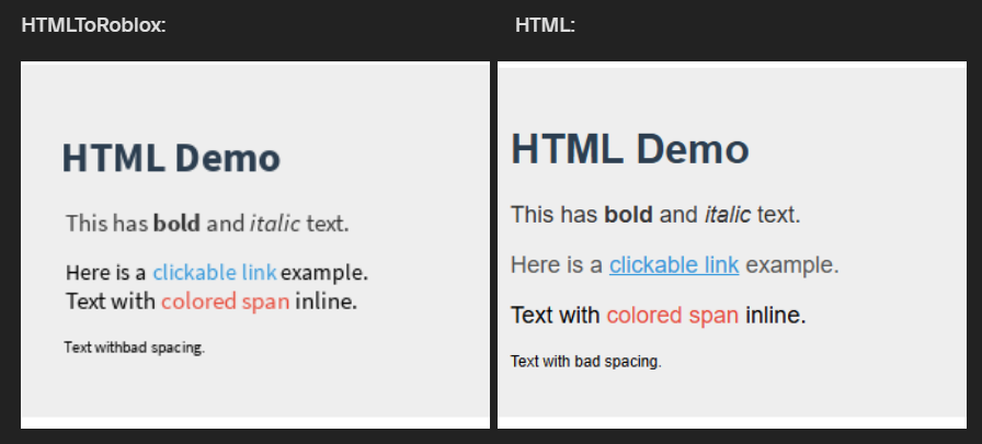 How to render HTML code inside a Roblox UI Frame? - Art Design Support ...