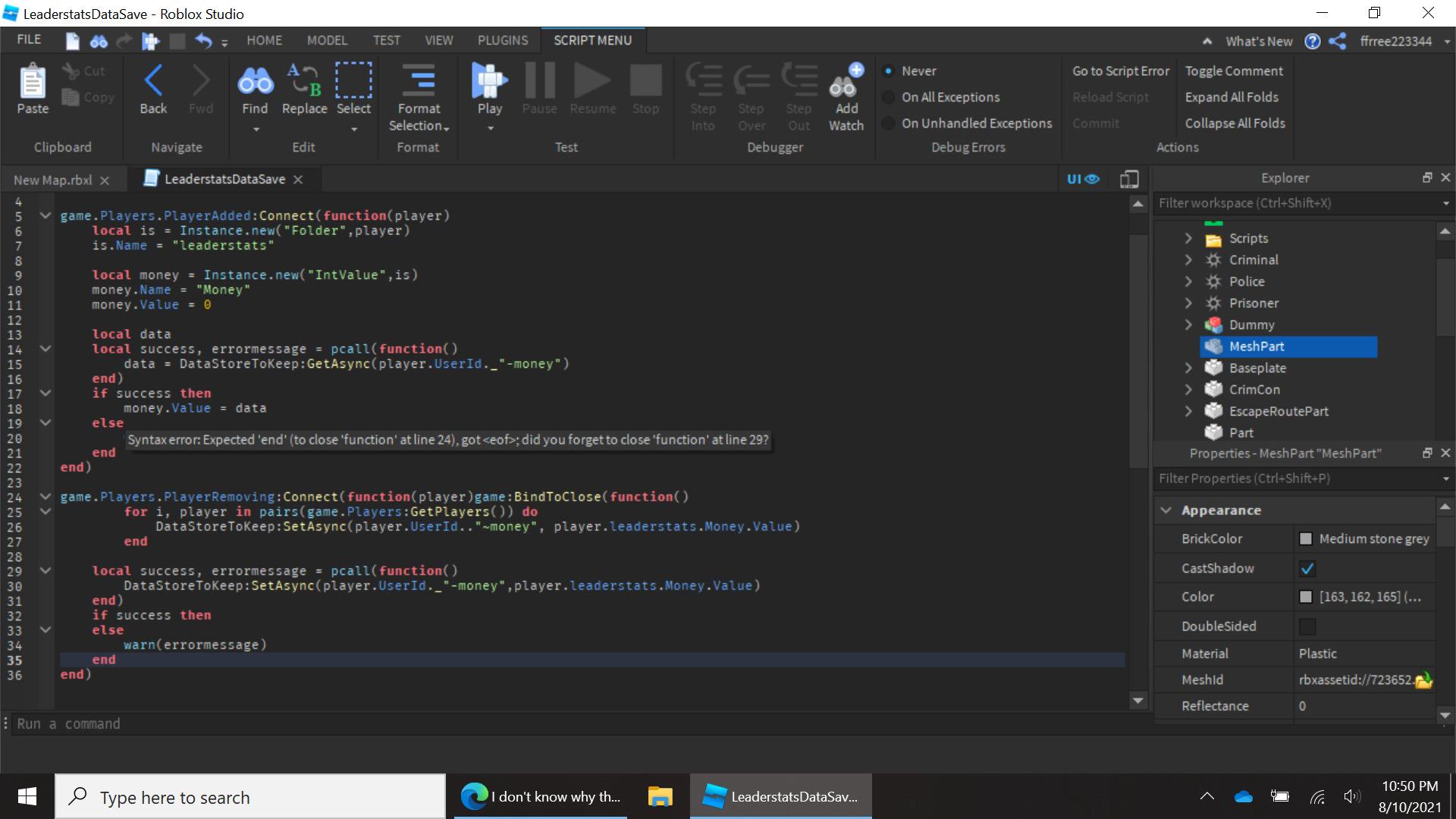 Data saving script is not working - Scripting Support - Developer Forum ...