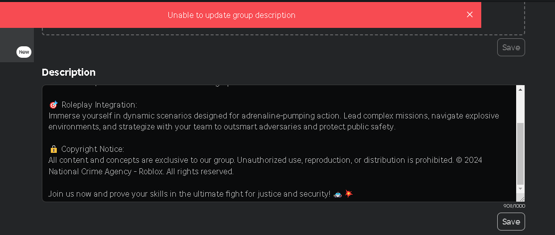 I can't update my group description - Platform Usage Support ...