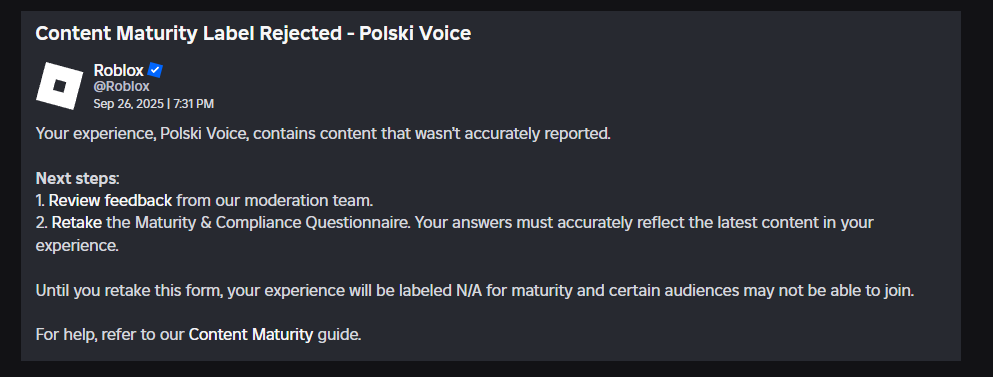 Questionnaire is not working - Roblox Application and Website Bugs ...