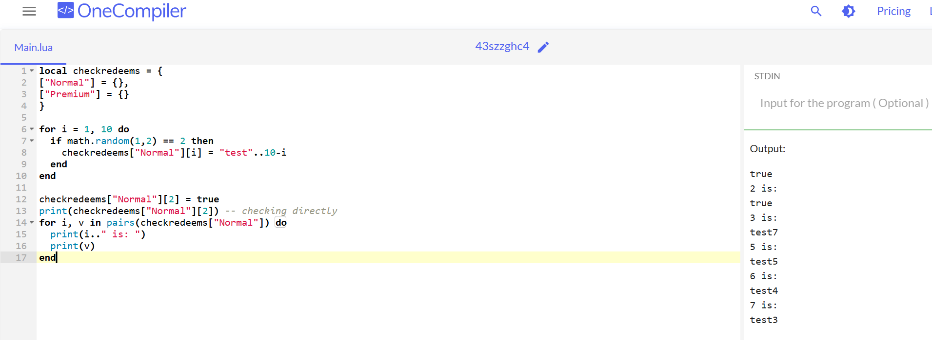Table saves index as a string/dictionary instead of as a number index ...
