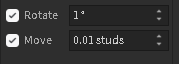 Change Rotate and Move values back to 45 degrees and 2 studs - Studio ...