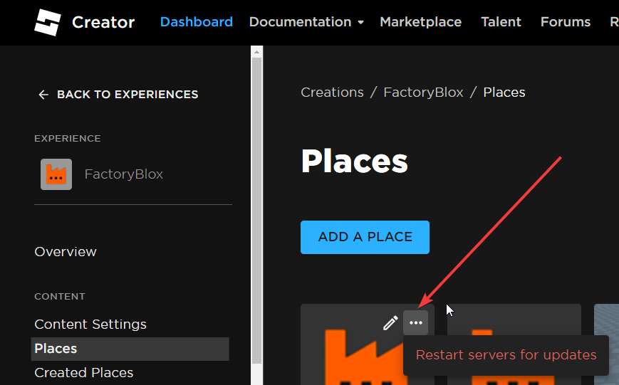 I don't have direct access to the place settings via the website ...