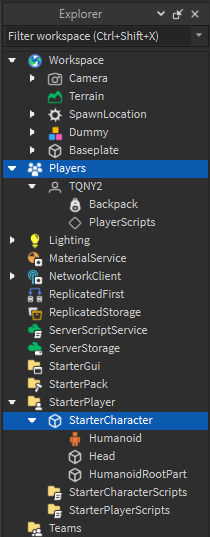 Explorer Player Vs Startercharacter Issues Platform Usage Support Developer Forum Roblox